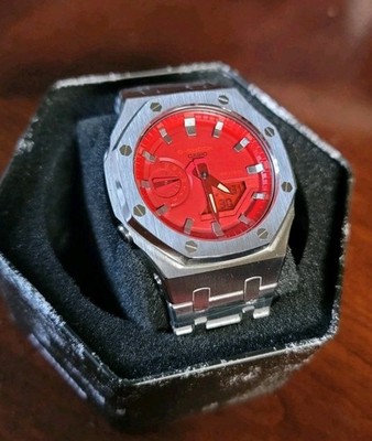 Custom Casioak Red And Stainless Steel G-Shock GA-2100-4A Watch | eBay