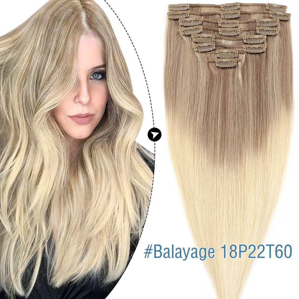 8pcs Clip In Hair Extensions 100% Real Human Hair Extensions Weft ...