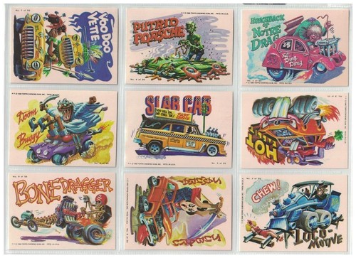 1980 WEIRD WHEELS FULL SET 55 CARDS LIKE WACKY PACKAGES or GARBAGE PAIL ...