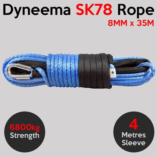 8MM X 35M Dyneema SK78 Winch Rope Synthetic Car Tow Recovery Offroad ...