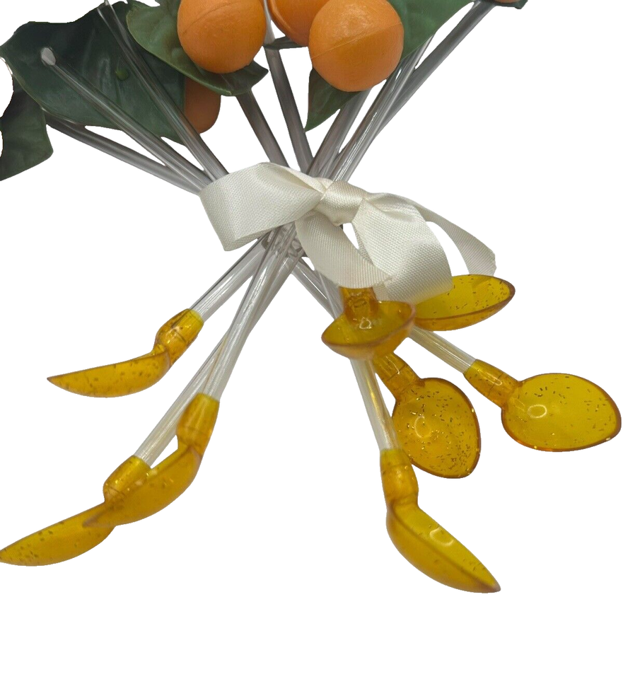 Lemonade Straw Spoons, Float, Cocktail Stirrer Yellow w/ Lemon Foliage ...