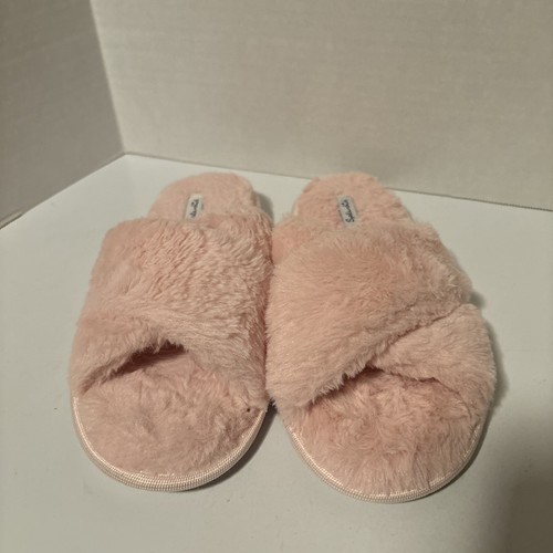 Splendid House Shoes Slippers Sz S/M Pink Faux Fur Criss Cross S/M ...