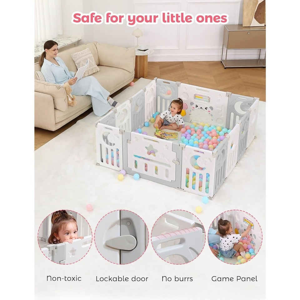 Dripex Baby Playpen, Foldable Playpen for Babies and Toddlers, Baby ...