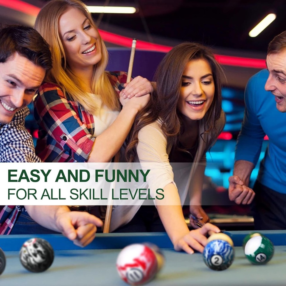 VSSAL Billiard Balls Set Pool Table Balls Marble-Swirl Style 16 Ball ...