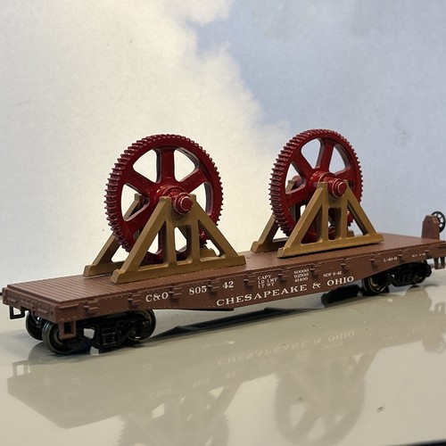 HO Scale Flat Car Chesapeake And Ohio Large Wheel Factory Part Load 1/ ...