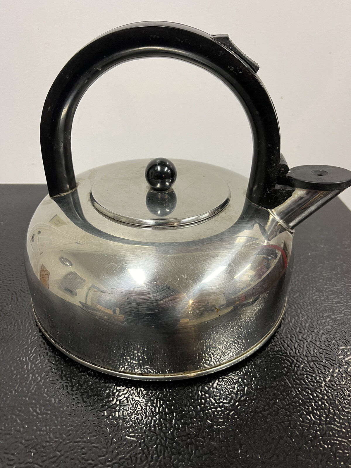 Vintage Copco Kettle Whistling Tea Pot Stainless Steel Lid 2.5 Qt Low ...