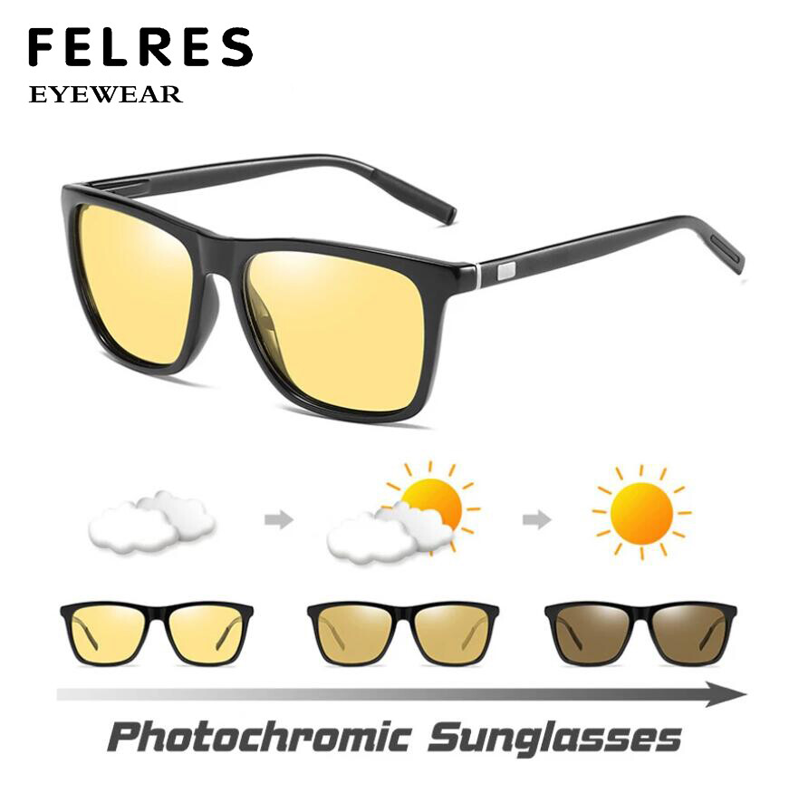 FELRES Photochromic Polarized Sunglasses For Men Night Vision Driving ...