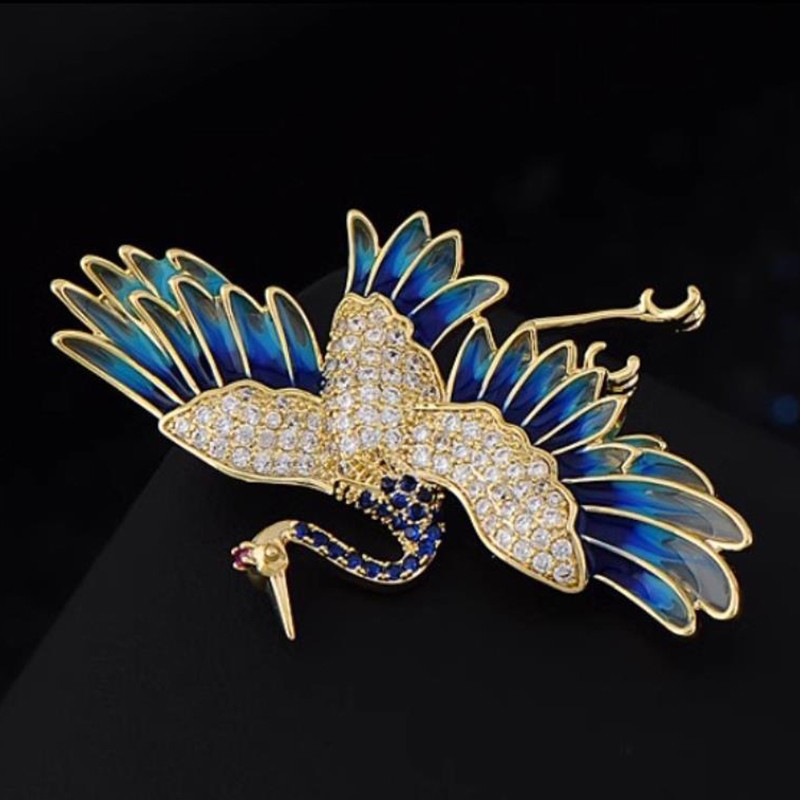 Chinese Ancient Style Crane Brooches For Women Clothing Coat Jewelry ...
