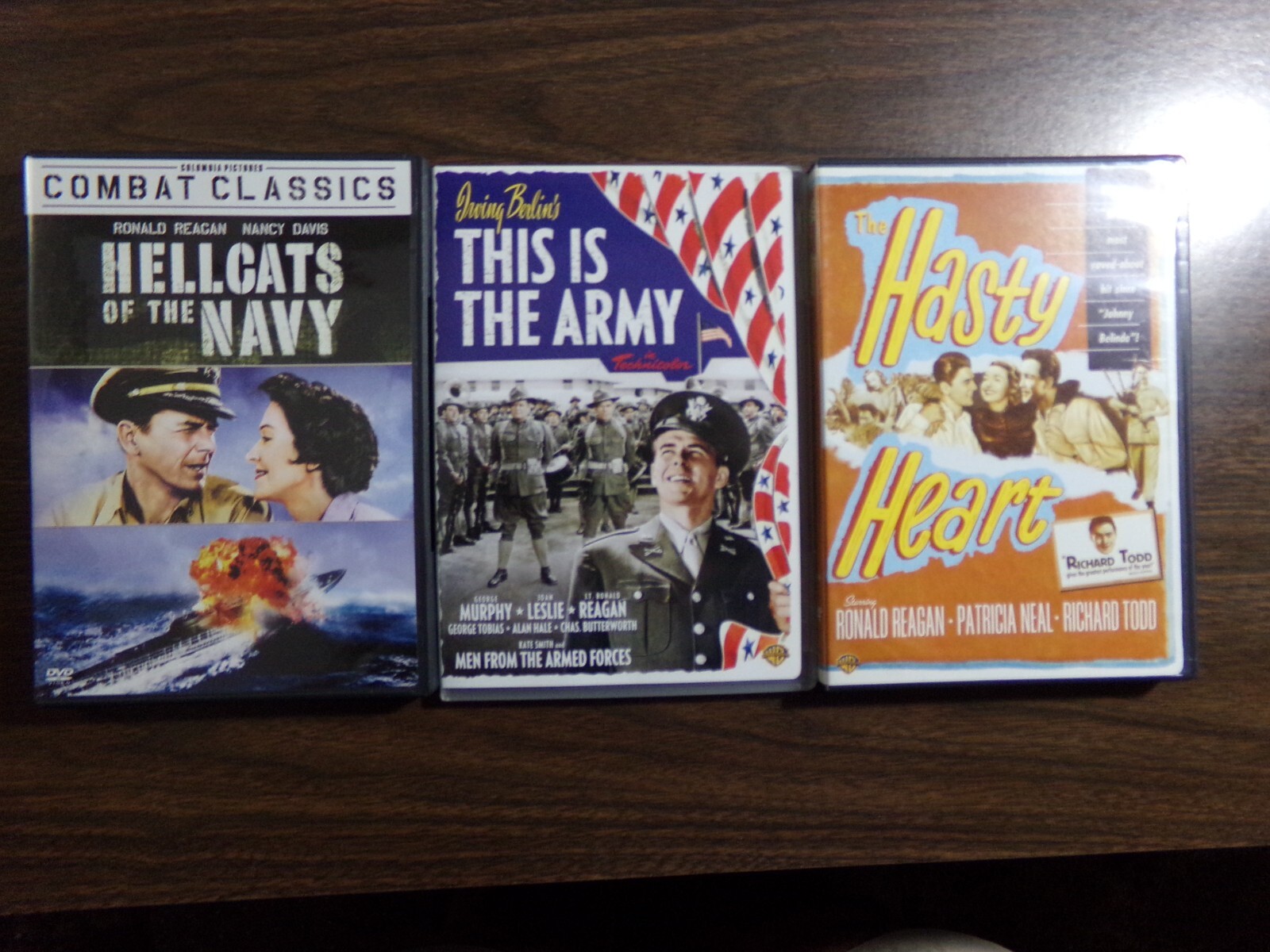 HELLCATS OF THE NAVY/ HASTY HEART/ THIS IS THE ARMY DVD LOT OF 3 RONALD ...