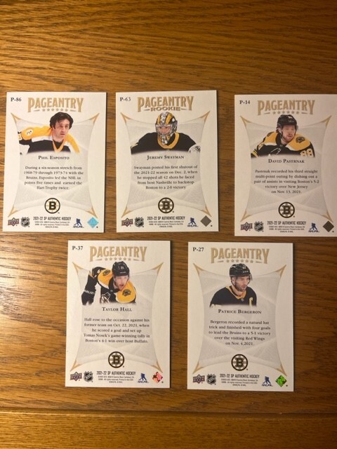 2021-22 UD SP Authentic Hockey Pageantry Boston Bruins Set(5 Card Lot ...
