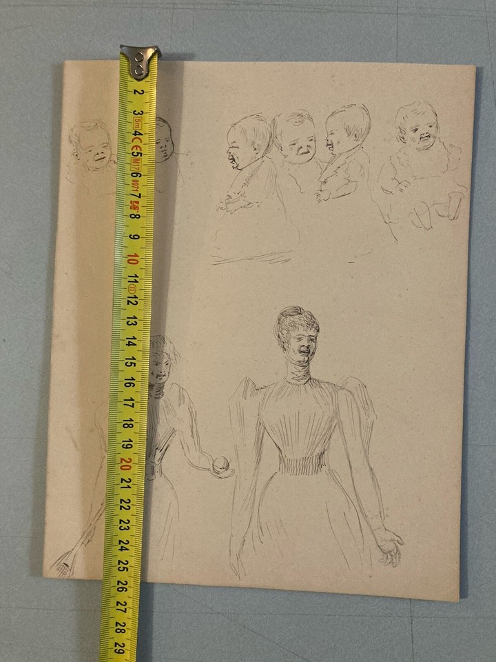 Very Nice Drawing Antique Ink Child Baby Portrait Character Xixth to ...