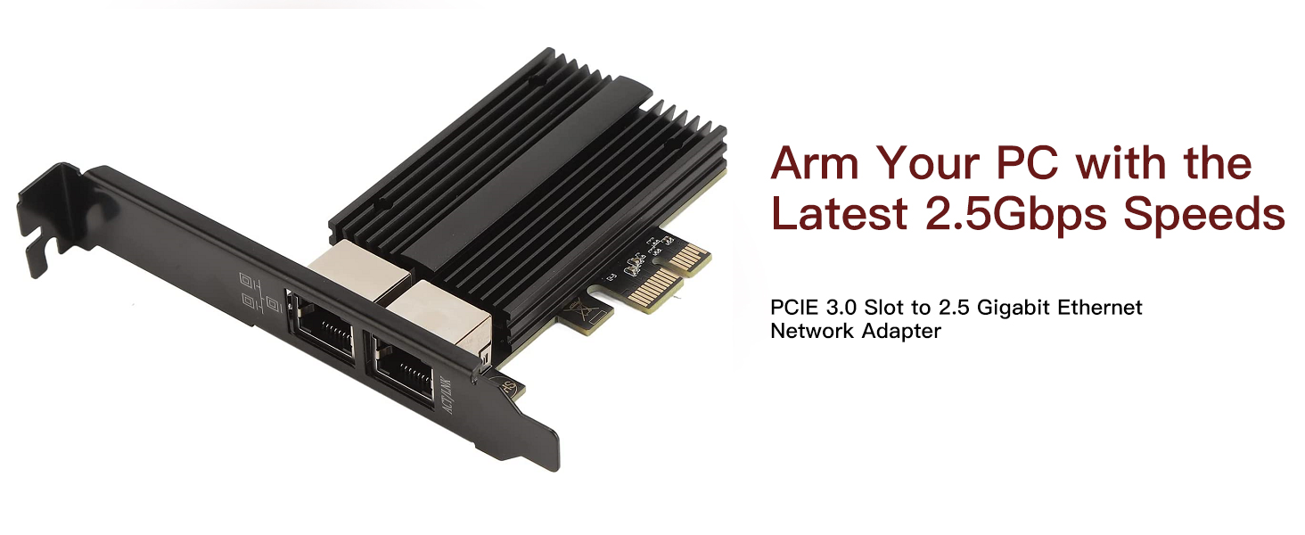 2-Port RJ45 To PCIe Network Card Ethernet Controller 2.5Gbps Gigabit ...