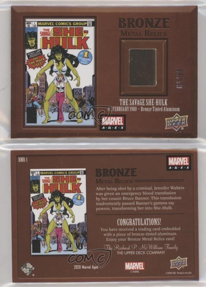 2020 Upper Deck Marvel Ages Bronze Metal Relics 61/65 The Savage She ...