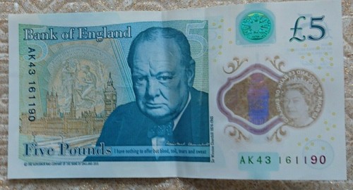 New 5 five pound note first print AK43 16/11/90 birthday, special ...
