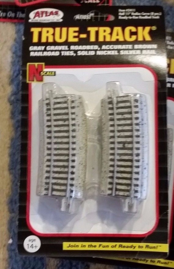 N Scale Atlas True-Track NS 11" Radius 1/2 Curve (8 Pack) # 2411 NIP B ...