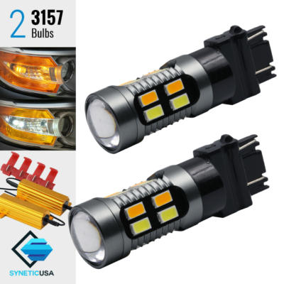3157 Dual Color Switchback White/Amber LED Turn Signal Light Bulbs w ...