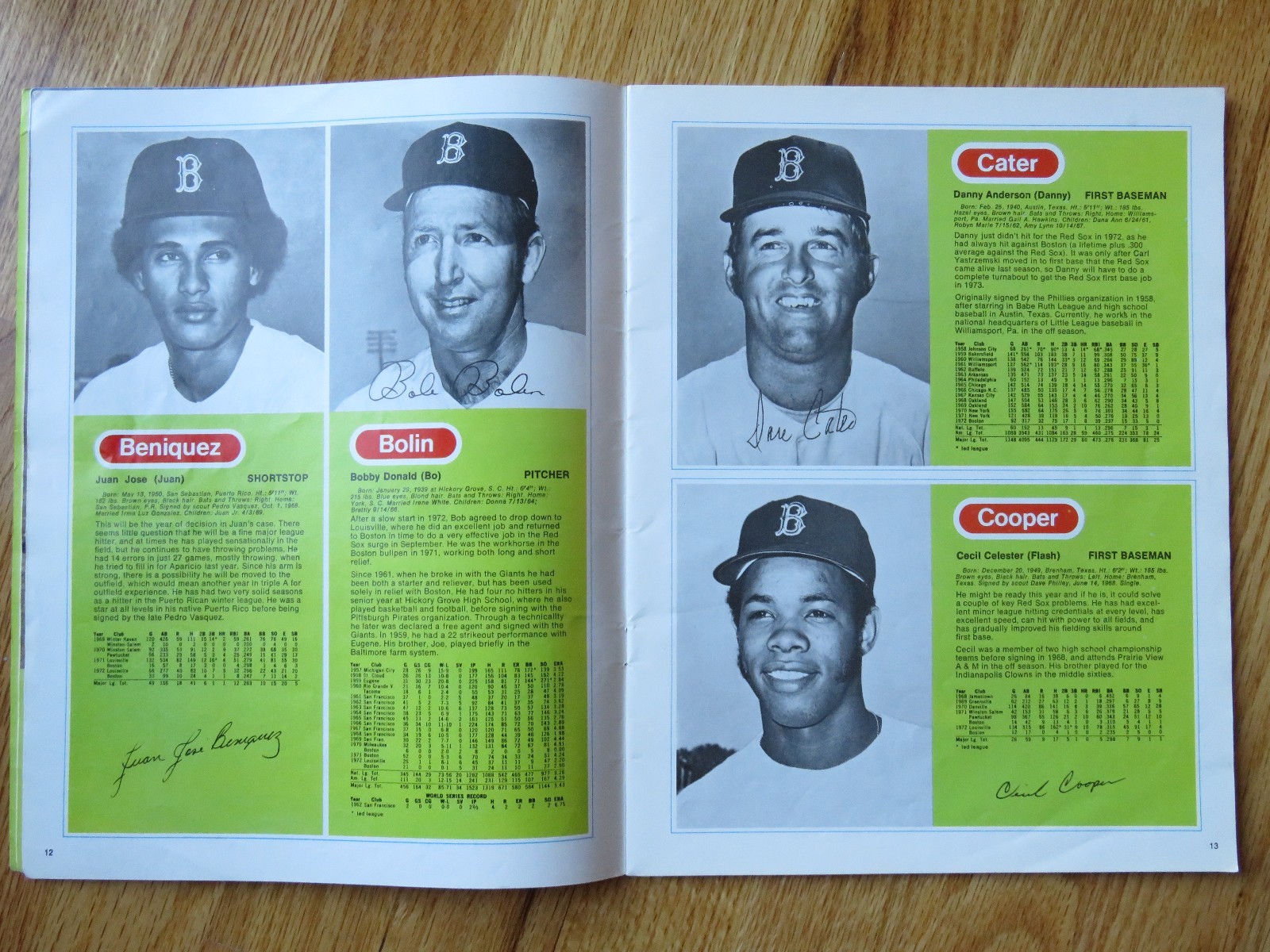 1973 BOSTON RED SOX 2nd Yearbook CARL YASTRZEMSKI CARLTON FISK DWIGHT ...