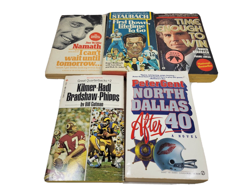 Vintage NFL Football Paperback Books Lot Staubach, Bradshaw, Phipps ...