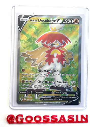 Hisuian Decidueye V 173/189 & 83/189 Full Art Astral Radiance Pokemon ...