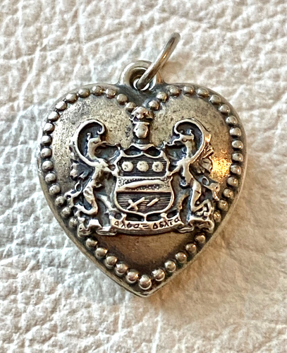 Antique Sterling Silver Puffy Heart Charm Crest | eBay