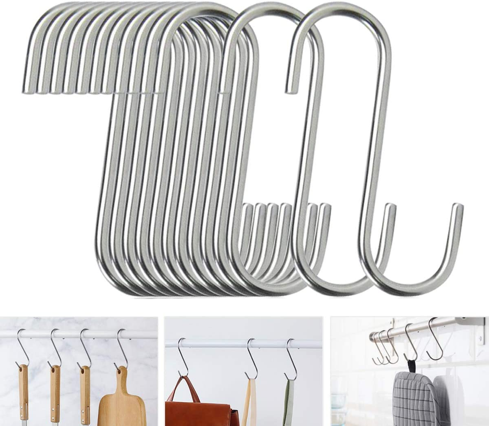 40 Pack S Hooks - Stainless Steel Heavy Duty S Hooks for Hanging Pots ...