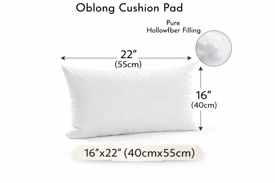 Rectangular Oblong Shape Cushion Pads Inner Inserts Hollowfiber Filled ...