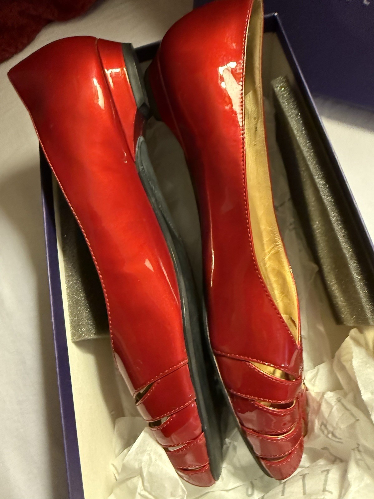 “NEW” STUART WEITZMAN” RED HOT Stylish FLATS W/Peep Holes @ Toes ...