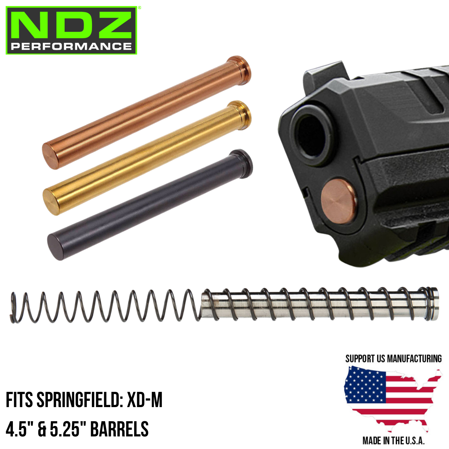 NDZ Springfield XDM XD-M 9mm Non Captured Guide Rod Assembly Stainless ...