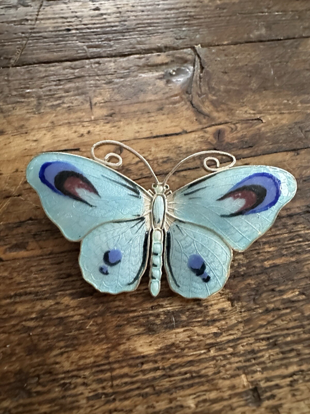 Antique Clement Berg Silver Enamel butterfly Brooch Norway Norwegian ...