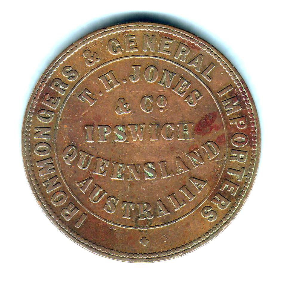 Australia Token. Jones & Co.. c1870s 1d. Ipswich, Queensland....aVF/F+ ...