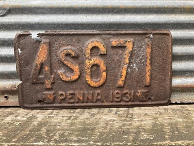 1931 Pennsylvania License Plate Vintage Metal License Plate Auto Tag J3 ...