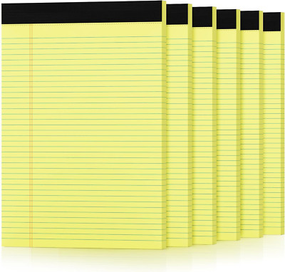 6 Pack Yellow Legal Pads 8.5 x 11 College Ruled Lined Writing Note Pads ...