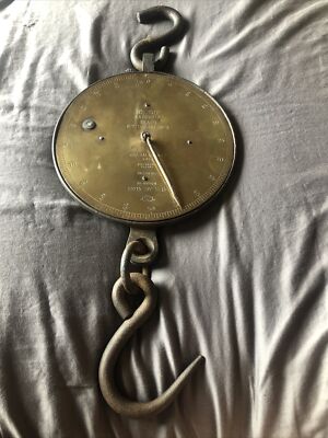 Antique Salters No.20T Brass 100# Trade Balance Scale Slaughterhouse 25 ...
