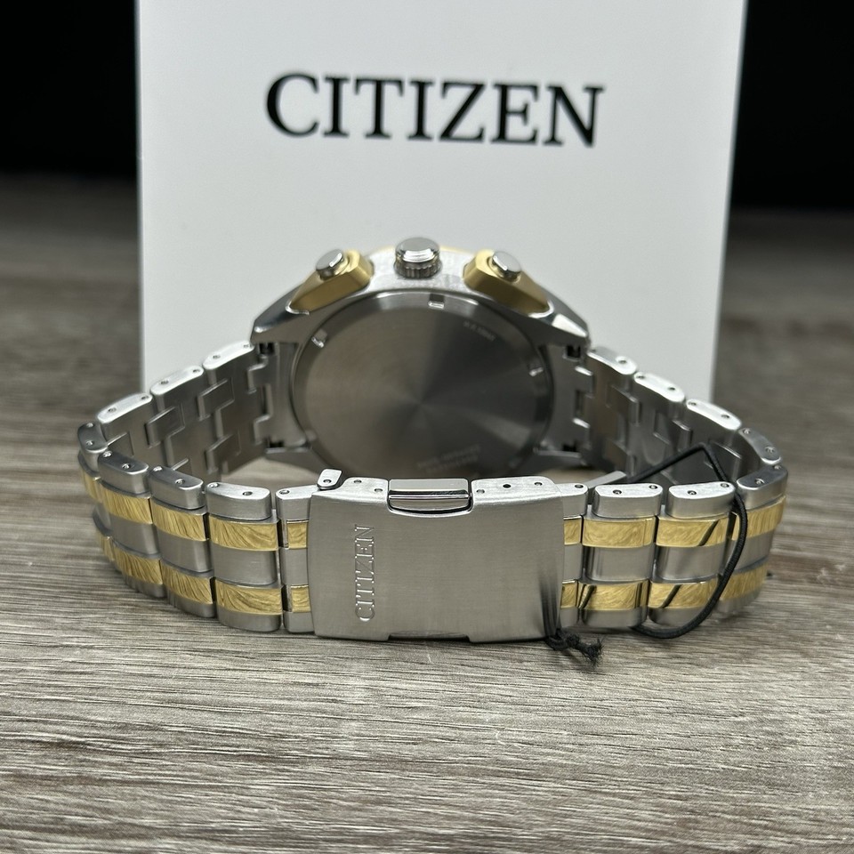 NEW Citizen Carson Blue Dial Tachymeter Two Tone Steel Men's Watch ...