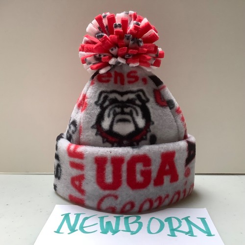 GEORGIA BULLDOGS UGA BABY HAT HANDCRAFTED newborn BEANIE CAP FLEECE ...