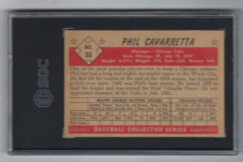 1953 Bowman Color baseball card #30 Phil Cavarretta Chicago Cubs graded ...