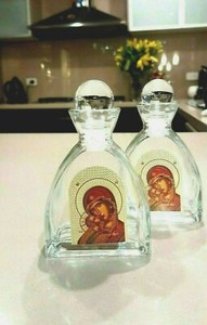 13cm Greek Orthodox Glass Holy Water Holy Oil Bottle Christening ...