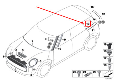 Mini F54 Rechte Seitenwand Halteleiste Zierleiste 51377344178 7344178 ...