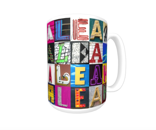 ALEAH Coffee Mug / Cup featuring the name in photos of sign letters | eBay