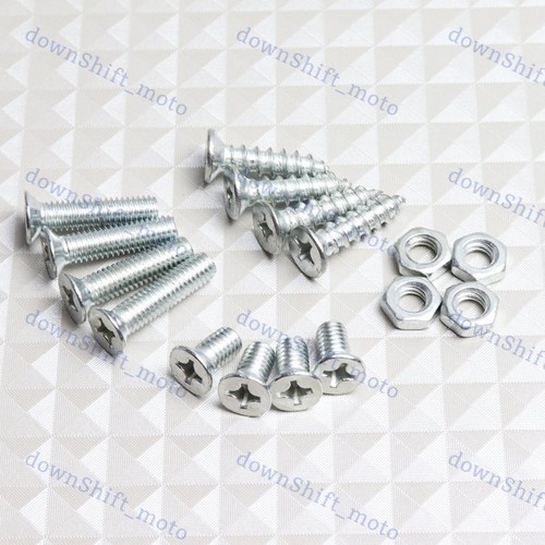 1 set metal car license plate frame screw bolt cap cover nuts Chrome ...