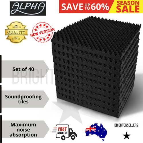 Alpha 40pcs Acoustic Foam Panels Studio Sound Absorption Eggshell ...