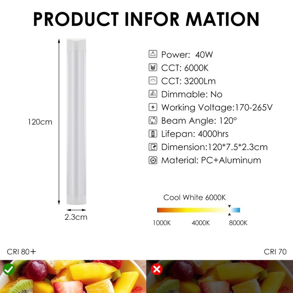 Led Batten Light Linkable 4FT 5FT 6FT 8FT Connectable Garage Shop ...