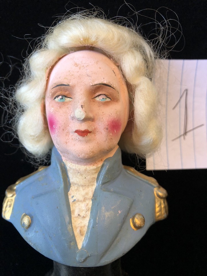 Antique GEORGE WASHINGTON’S BIRTHDAY PAPER MACHE BUST CANDY CONTAINER ...