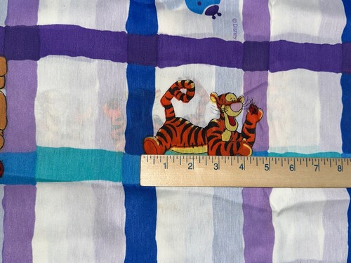 Vtg Disney Winnie the Pooh Fabric Tigger Ladybugs Purple Blue Squares ...