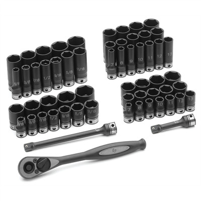 Grey Pneumatic 81659CRD Duo Socket Set SAE Metric 3/8 Drive with Case ...