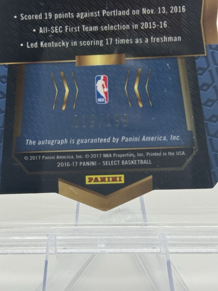 2016 Panini Select Die-Cut Rookie Autograph #10 Jamal Murray PSA10 /199 ...