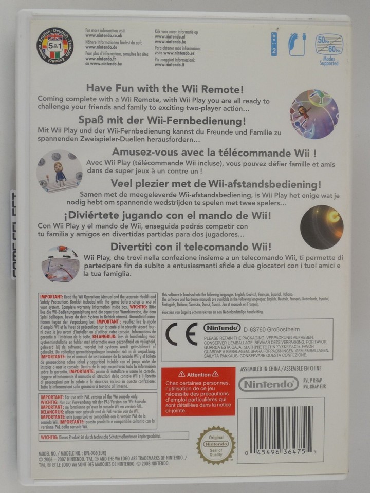 Wii play nintendo Wii And Wiiu U pal Eu Eur With - - Original Complete ...