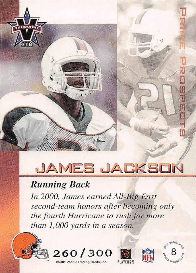 2001 Pacific Vanguard #8 James Jackson Prime Prospects Bronze 260/300 ...