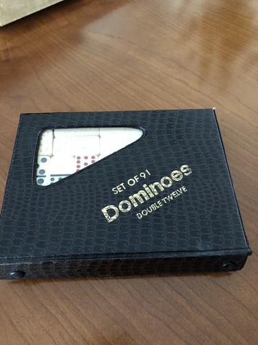 DOMINOES Set of 91 Double Twelve Color Dots Brown Vinyl Case | eBay