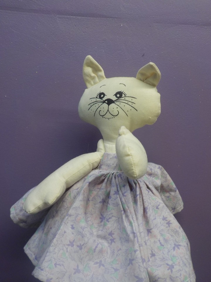 Handmade Cloth Tilda Doll Cat Stuffed Animal Unique Art Doll Kitty Gift ...